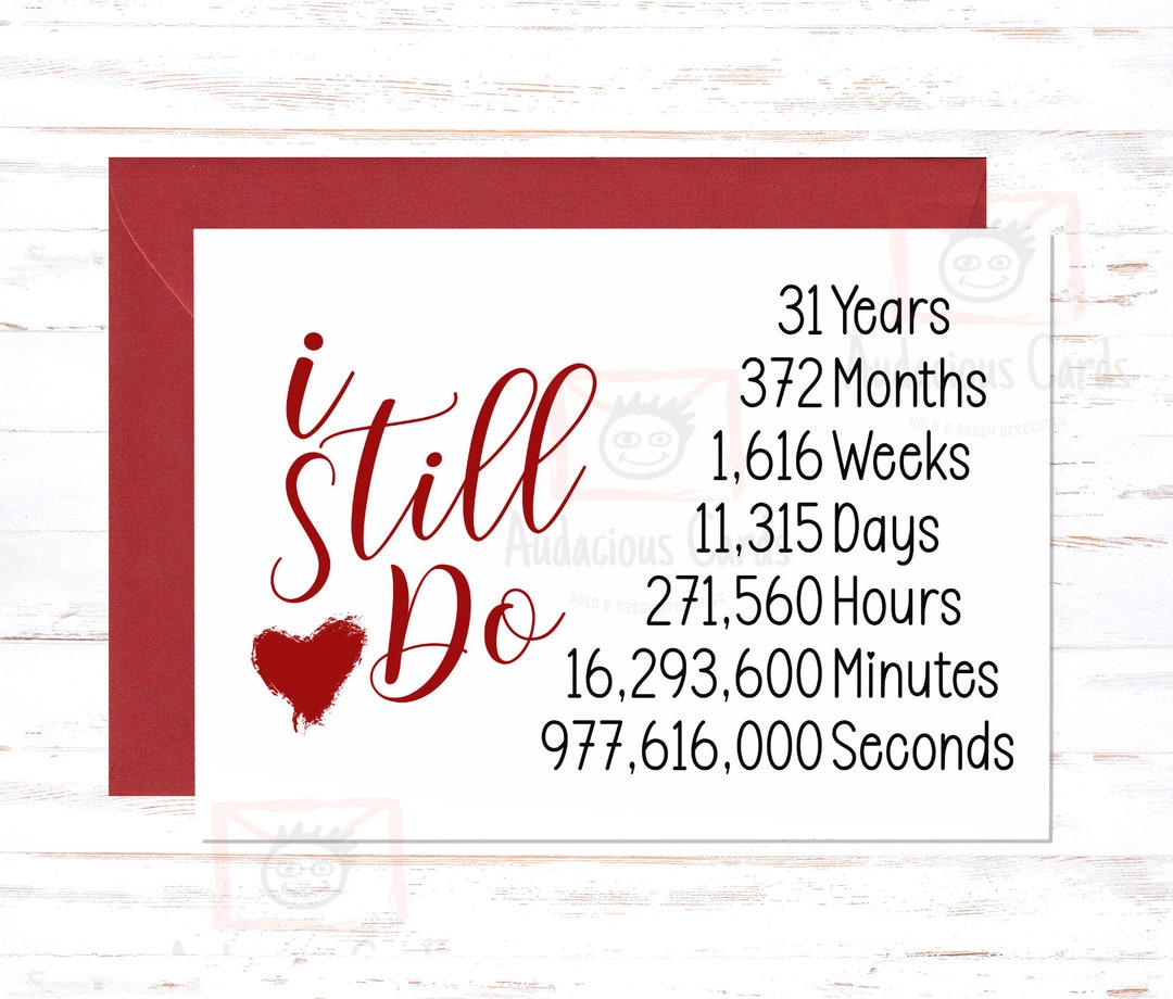 I Still Do 31 Year Anniversary Card, 31st Anniversary Gift, 31st ...
