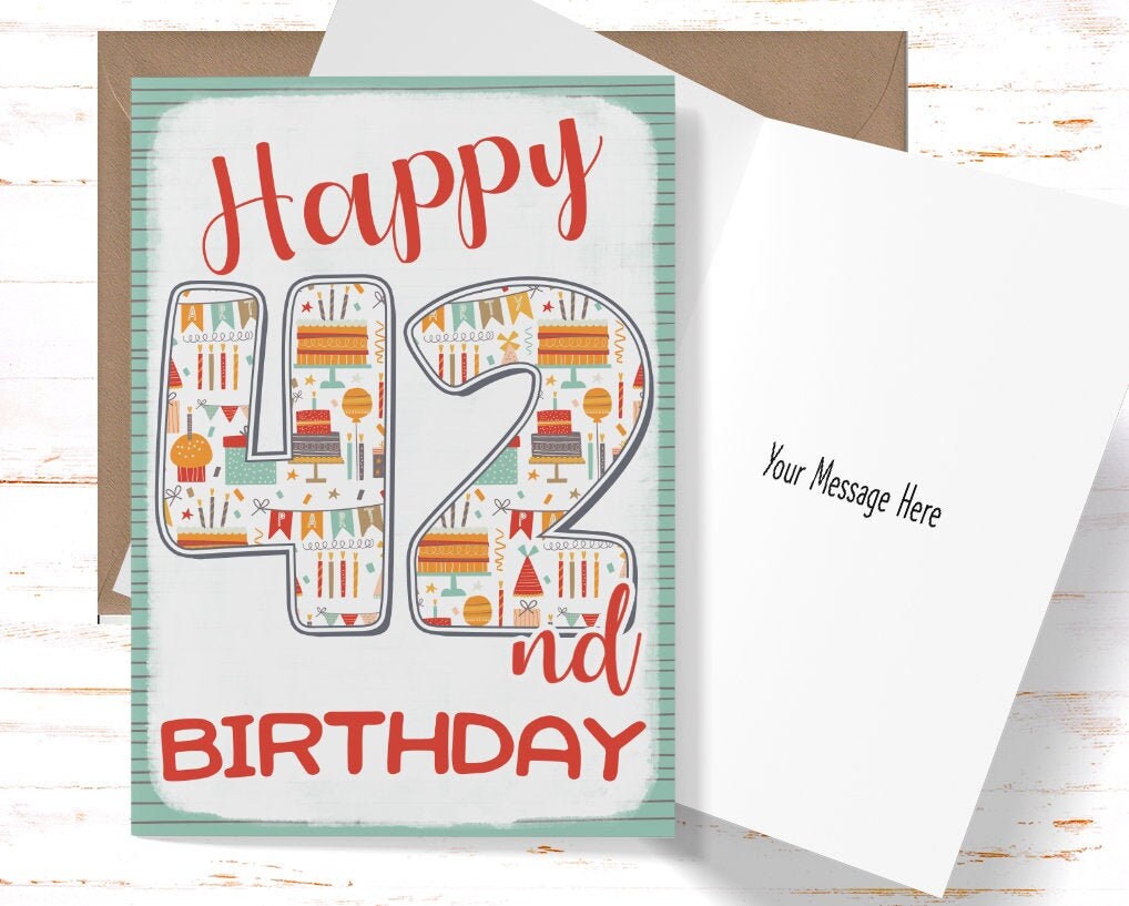 Happy 42nd Birthday Card for Her Birthday Card for 42nd - Etsy