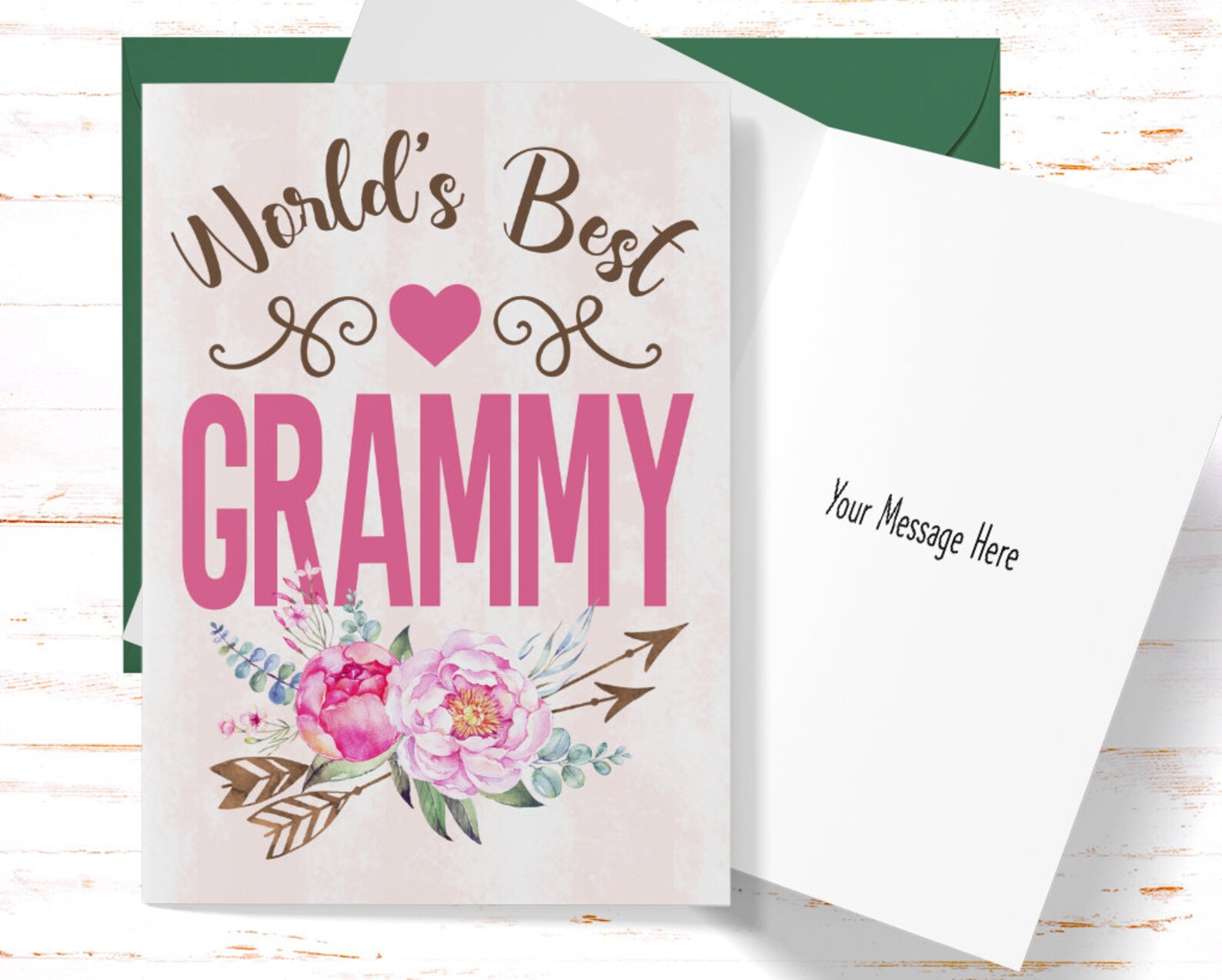 Mother's Day Card World's Best Grammy, Greeting Card for Mother's Day ...
