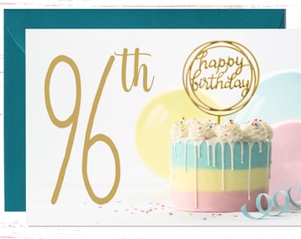 Personalised 96th Birthday Card for Her 96 Ninety Six - Etsy