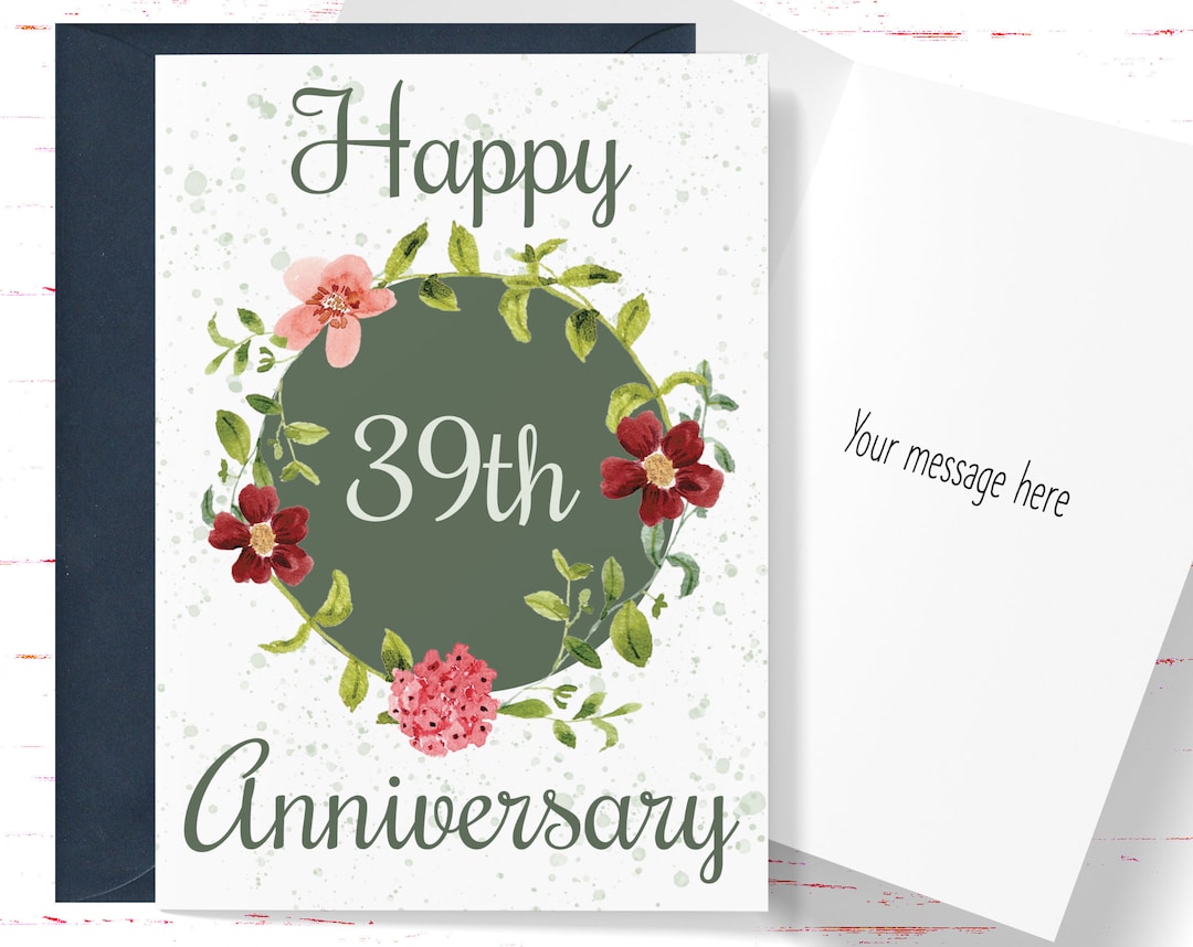39th Anniversary Gift for Couple, Thirty Ninth Anniversary Card for ...