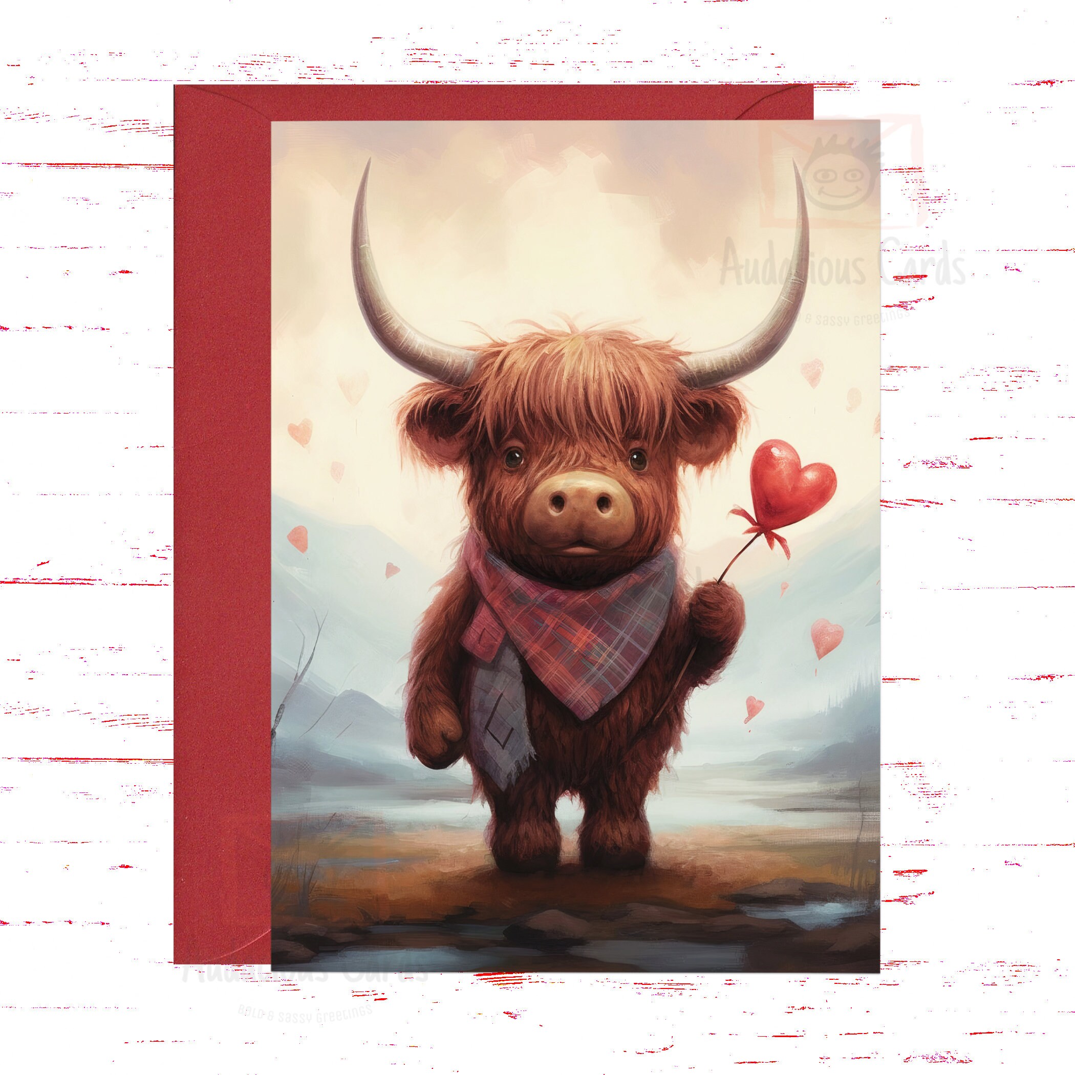 Highland Cow Valentine Card, Cute Card for Her, Best Friend Galantine ...