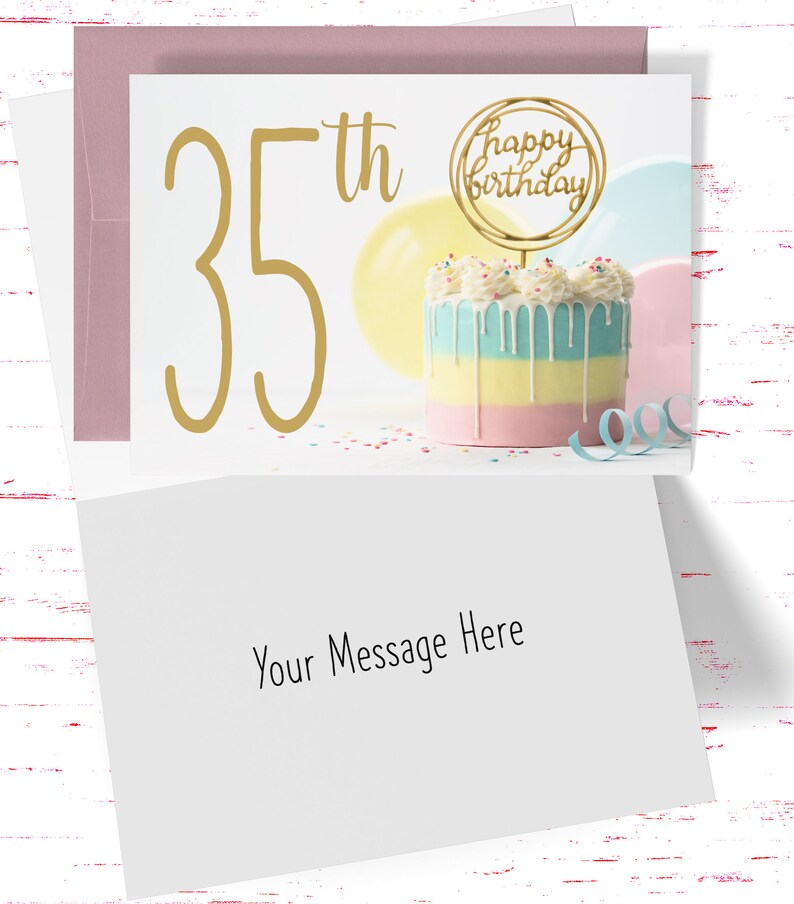 35th Birthday Card for Her Beautiful Birthday Cake Card With | Etsy