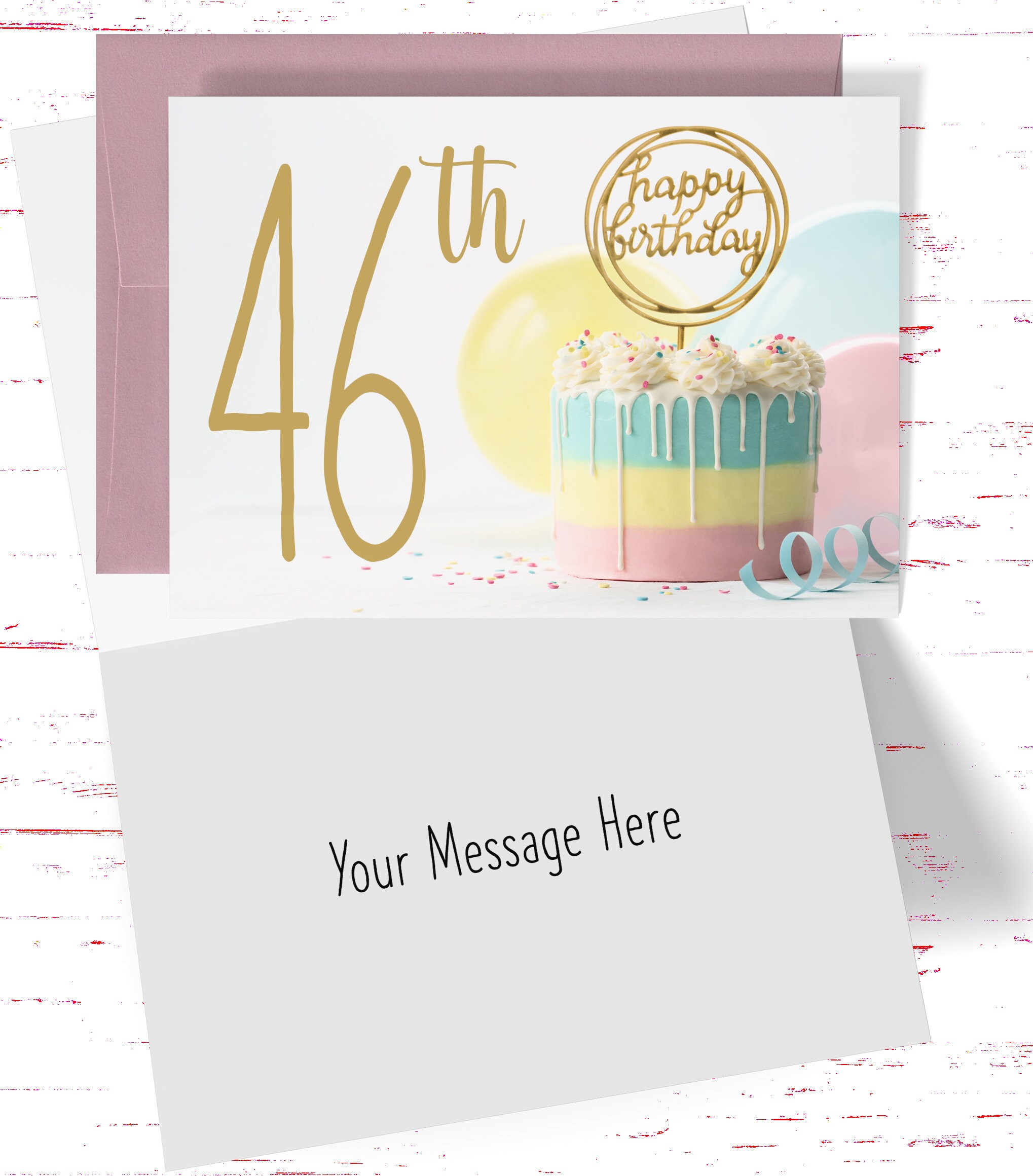 46th Birthday Card for Her Beautiful Birthday Cake Card With - Etsy