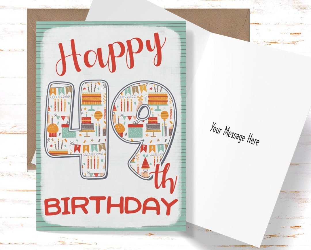 Happy 49th Birthday Card for Her, Birthday Card for 49th Birthday, Cute ...