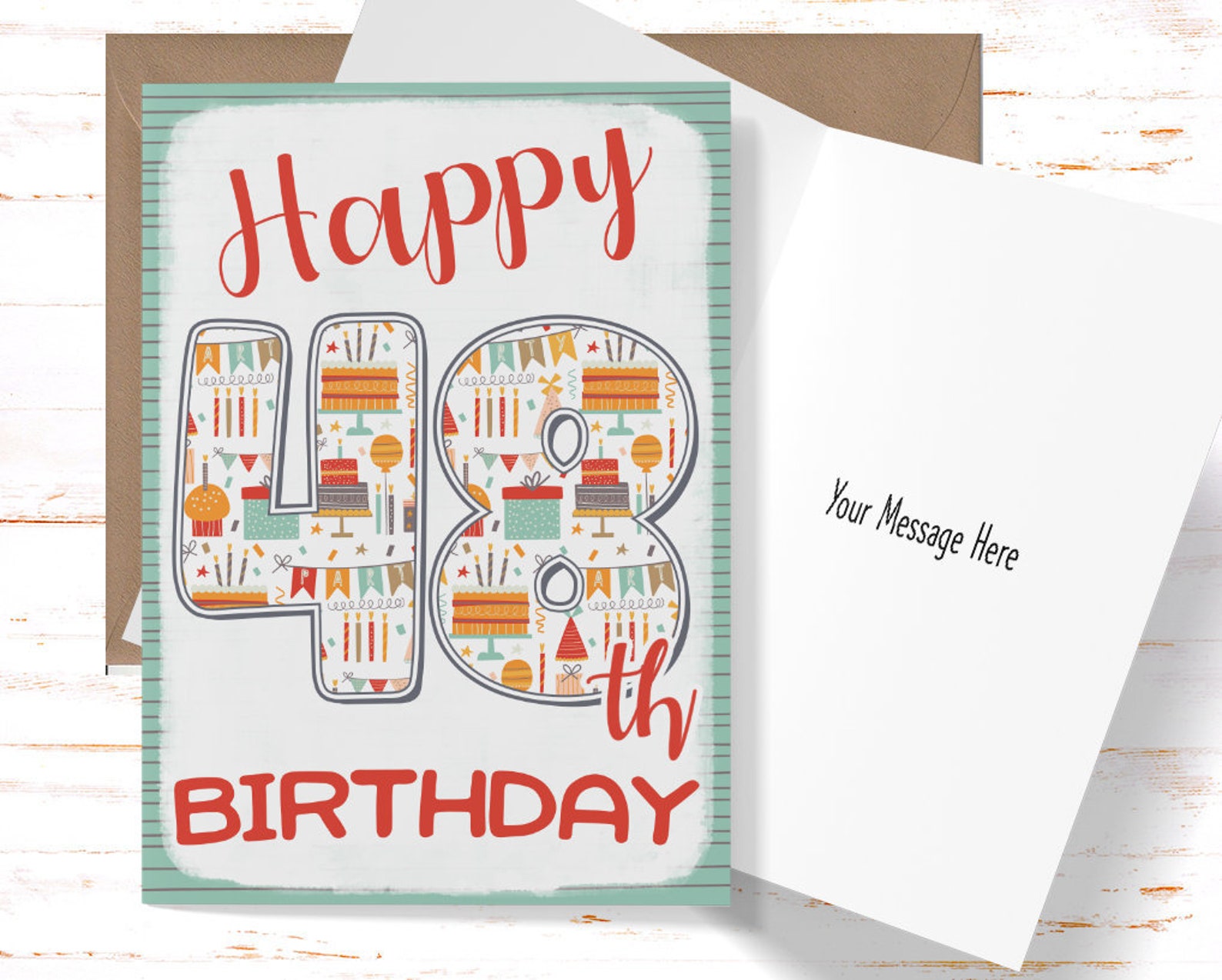 Happy 48th Birthday Card for Her Birthday Card for 48th - Etsy