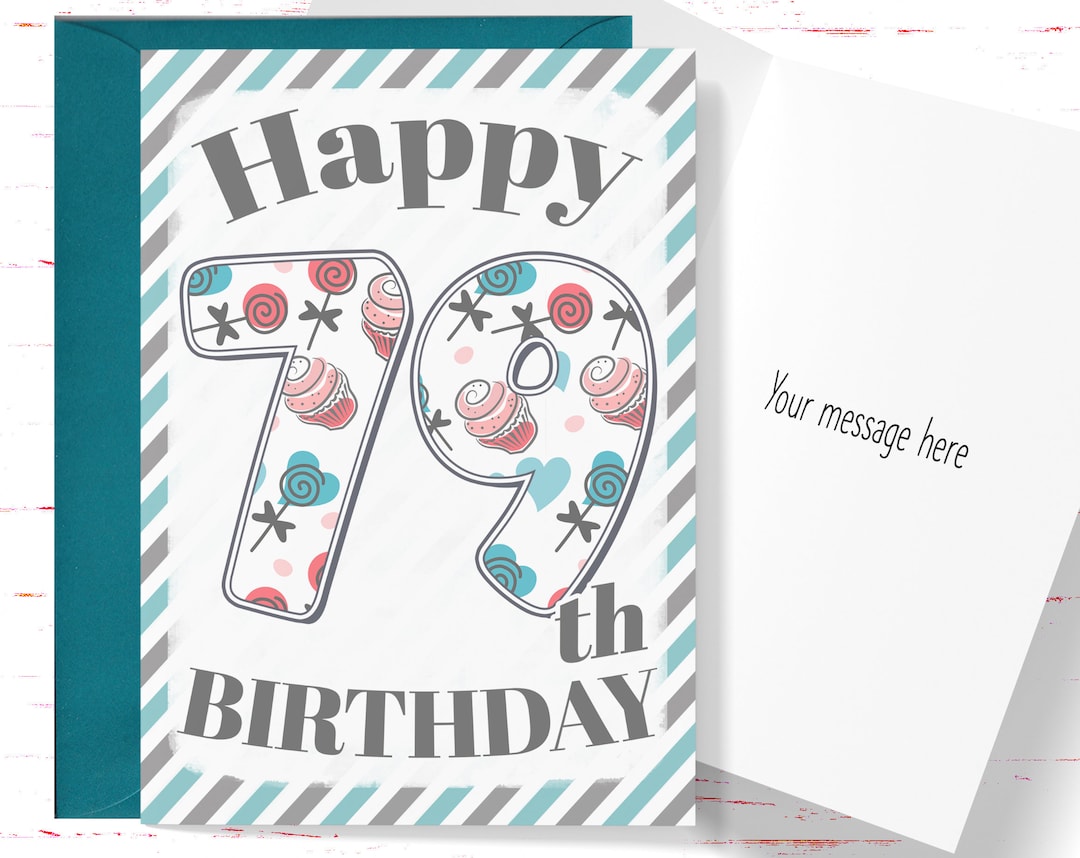 Happy 79th Birthday Card, Cute Birthday Card for 79 Year Old Birthday ...