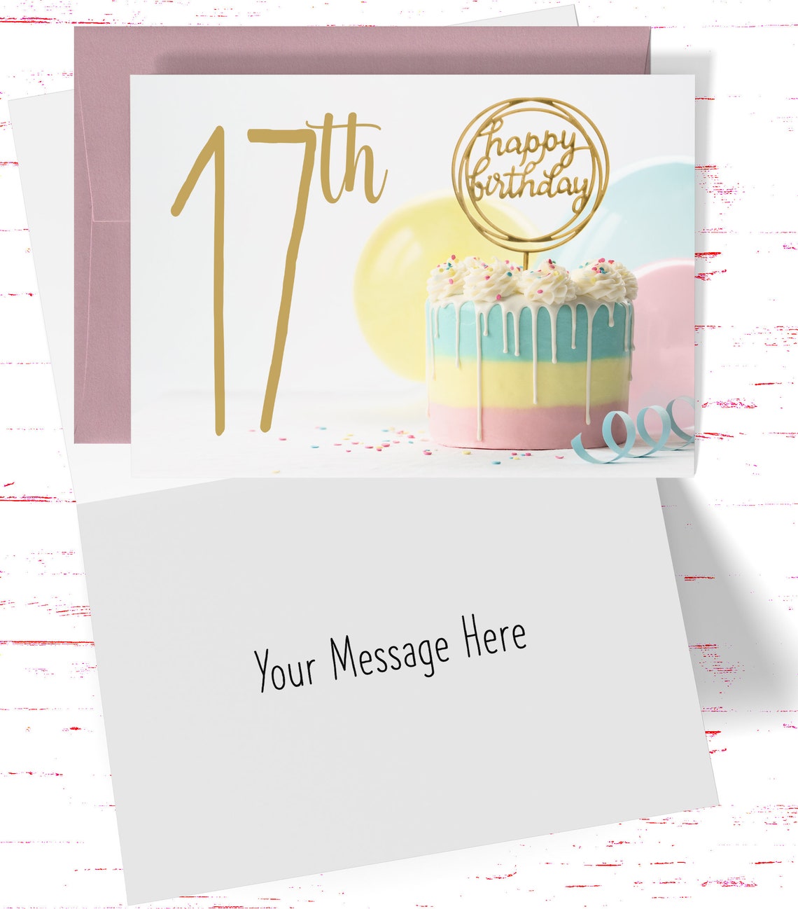 17th Birthday Card for Her Beautiful Birthday Cake Card With | Etsy