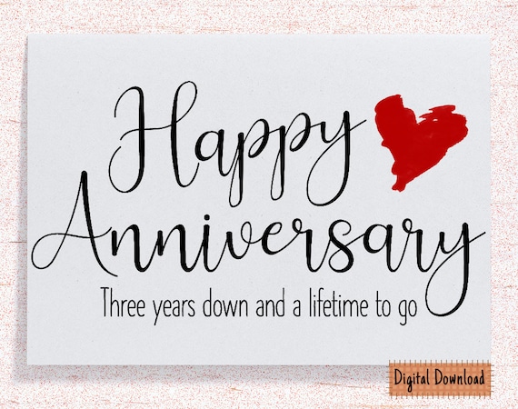 Printable 3rd Anniversary Card 3rd Anniversary Gift Third | Etsy
