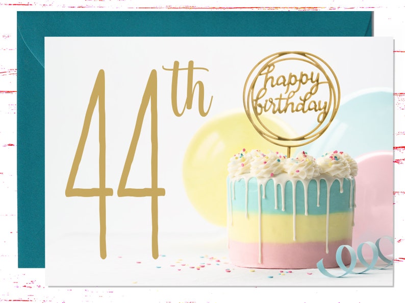 44th Birthday Card for Her Beautiful Birthday Cake Card With - Etsy