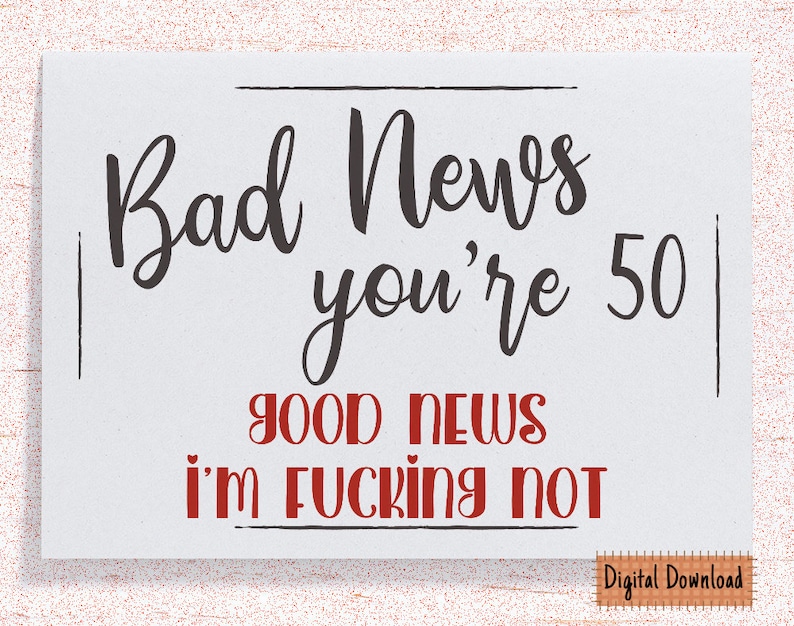 Printable 50th Birthday Card, Funny Birthday Card, Sarcastic 50th Birthday Card or Her for Him ...