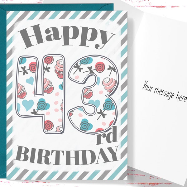 43rd Birthday Cards - Etsy