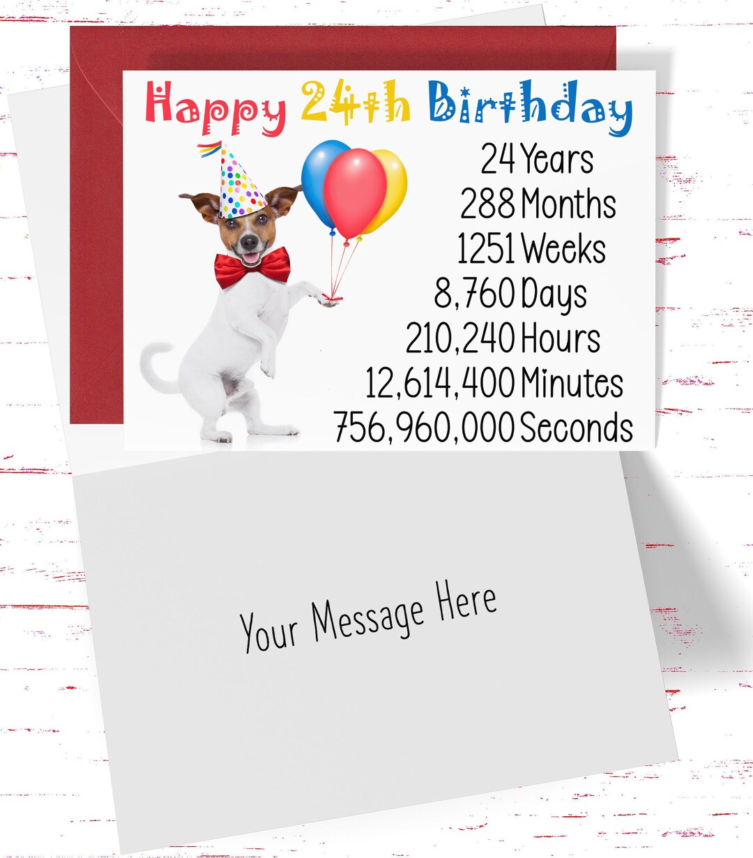 Cute 24th Birthday Card, Time Count Birthday Card for 24th Birthday ...