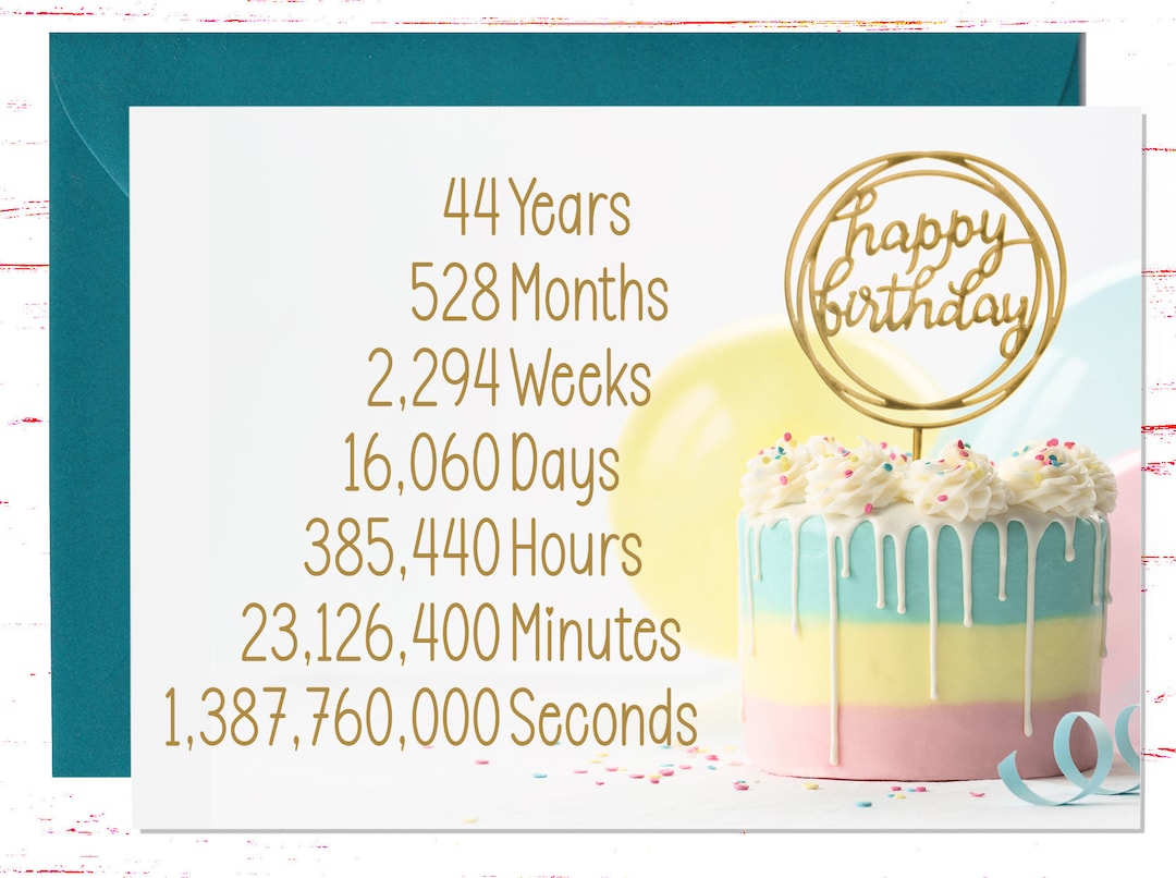 44th Birthday Card for Her, 44th Birthday Card for Women, 44 Year Old ...