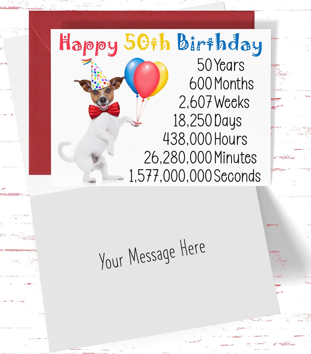 Cute 50th Birthday Card, Time Count Birthday Card for 50th Birthday ...