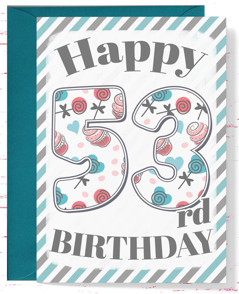 Happy 53rd Birthday Card Cute Birthday Card for 53 Year Old - Etsy