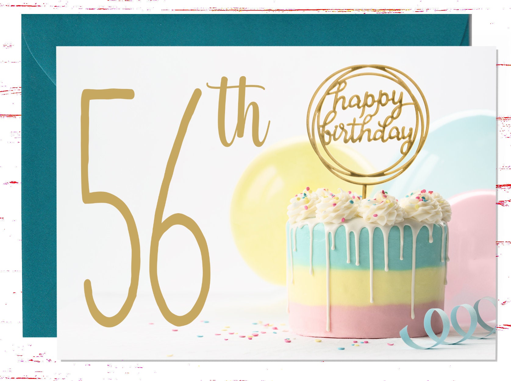 56th Birthday Card for Her Beautiful Birthday Cake Card With | Etsy