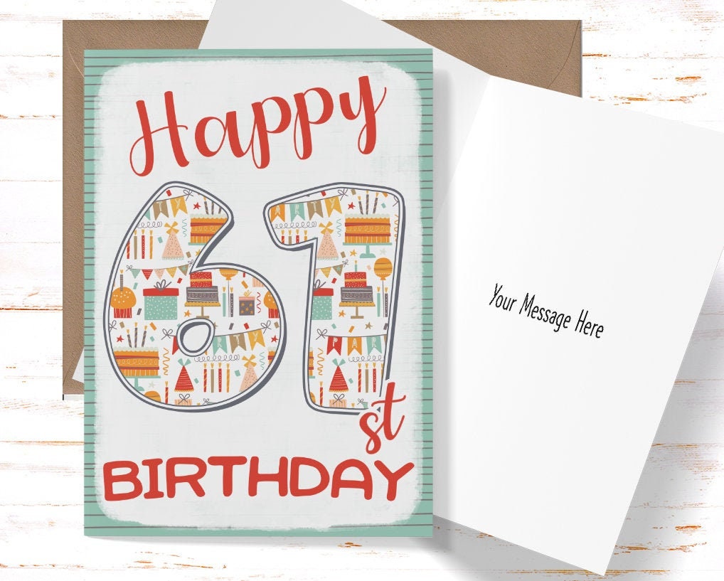 Happy 61st Birthday Card for Her Birthday Card for 61st - Etsy