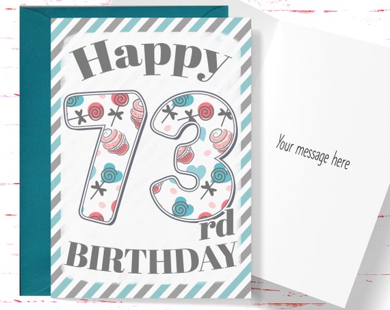 Happy 73rd Birthday Card Cute Birthday Card for 73 Year Old - Etsy