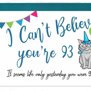 Funny 93rd Birthday Card Her, Sarcastic Birthday Card for 93rd Birthday ...
