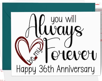 36 Year Anniversary Card for Wife 36th Anniversary Gift for - Etsy