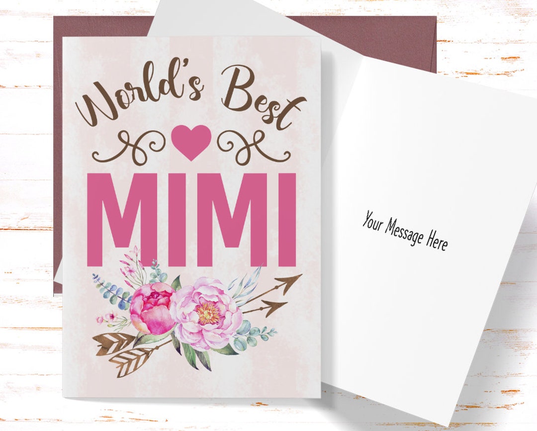 Mother's Day Card World's Best Mimi, Greeting Card for Mother's Day ...