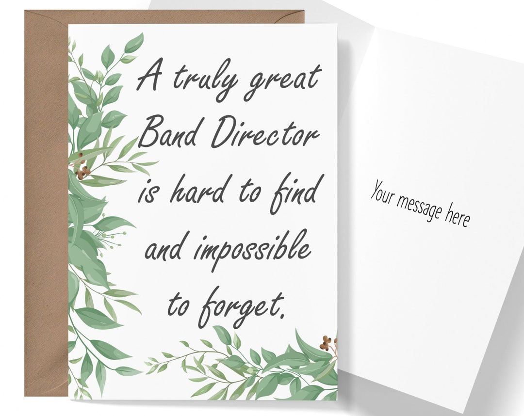 Band Director Appreciation Card: Floral Design, Thank You Gift - Etsy