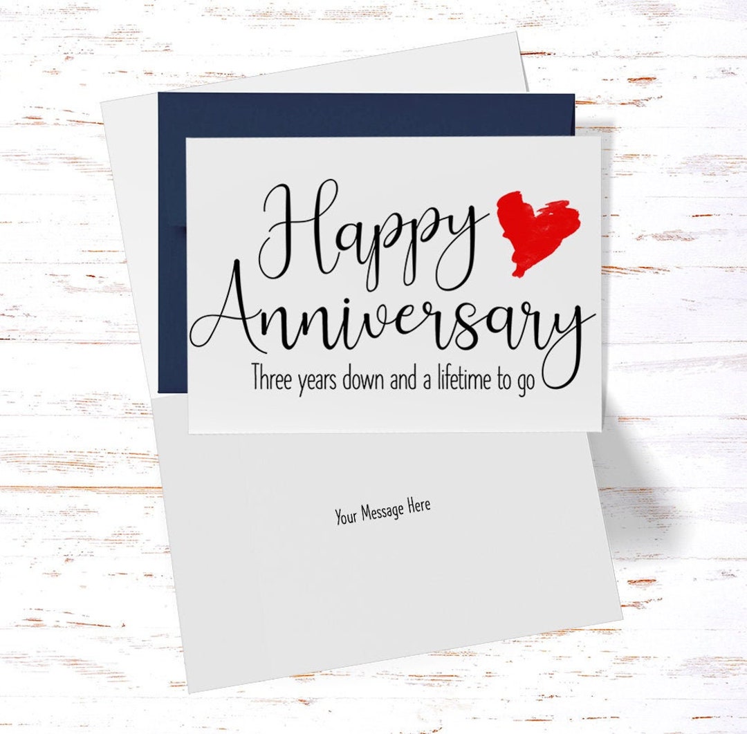 3rd Anniversary Card, 3rd Anniversary Gift, Third Anniversary Card ...