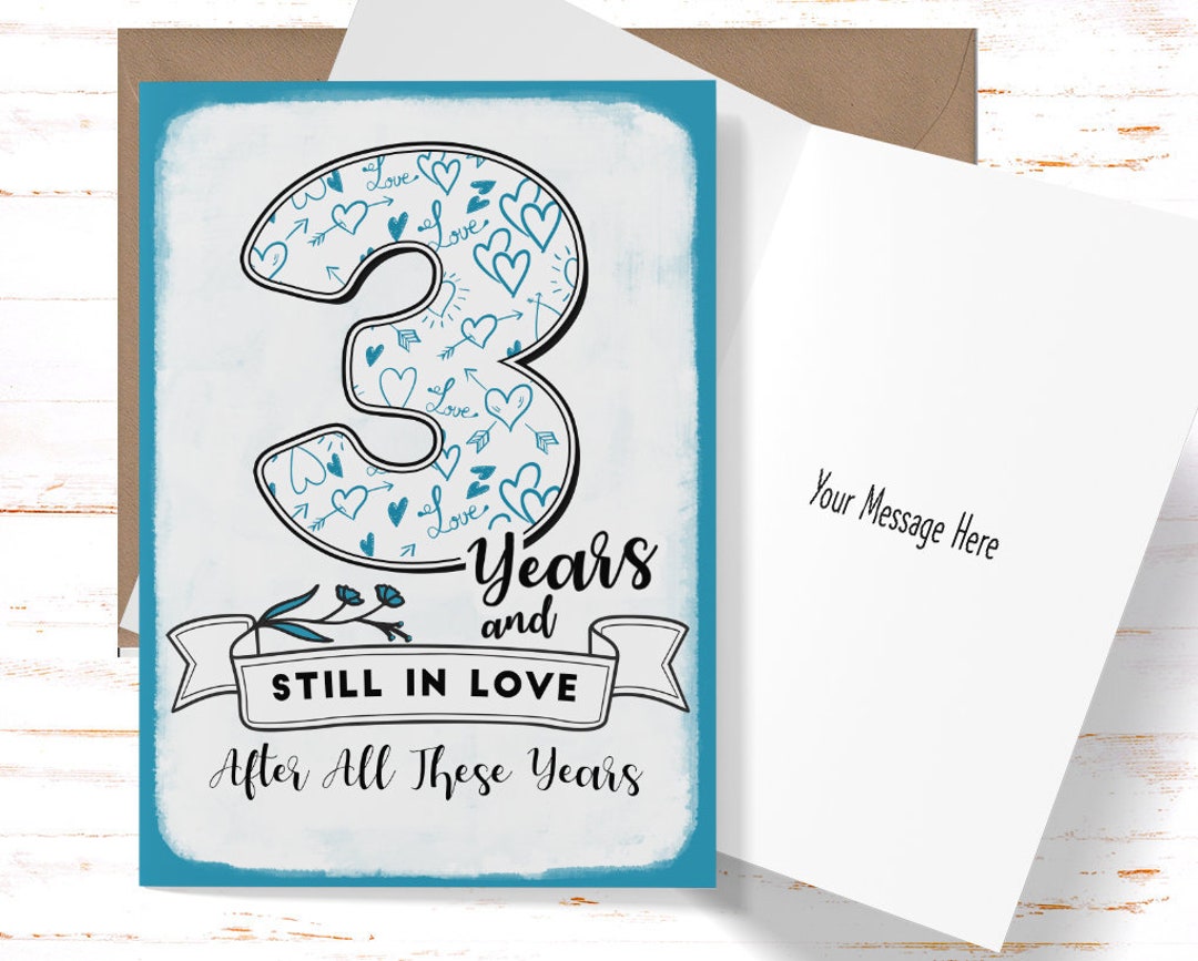 3rd Anniversary Card, 3rd Anniversary Gift, Third Anniversary Card ...