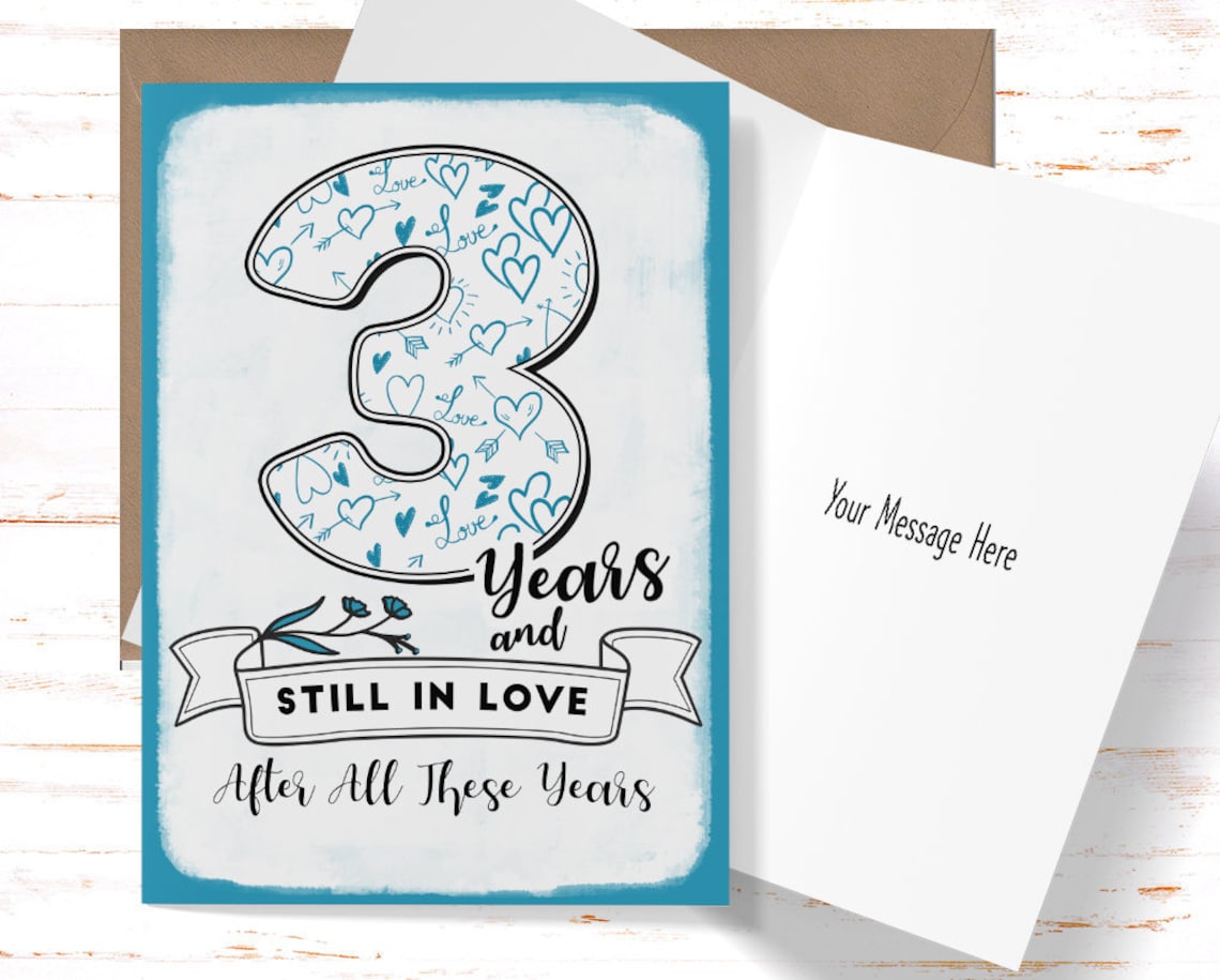 3rd Anniversary Card 3rd Anniversary Gift Third Anniversary - Etsy