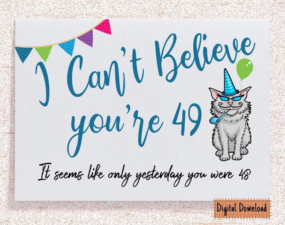 Printable Funny 49th Birthday Card for Her Sarcastic Birthday | Etsy