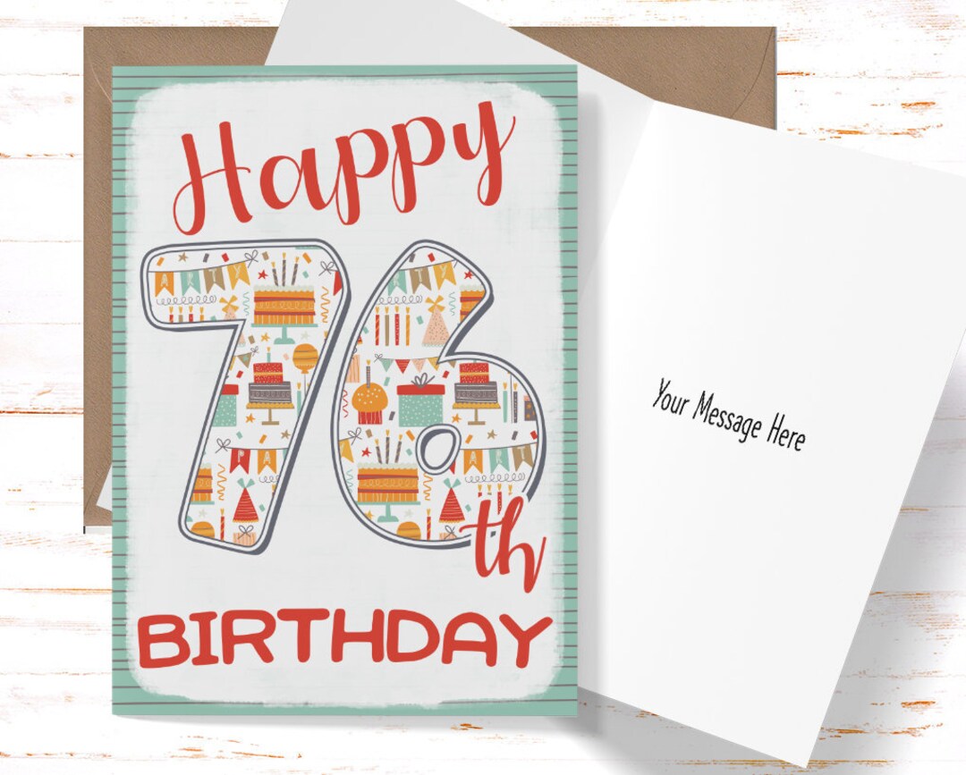 76th Birthday Card Colorful Happy 76th Birthday Greeting Card - Etsy