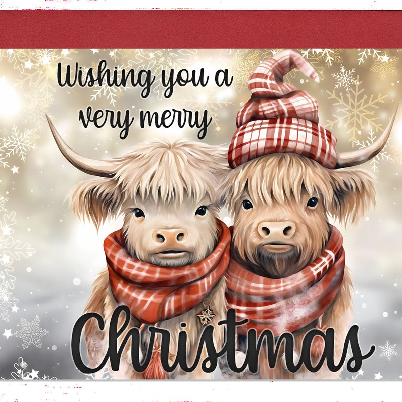 Cow Christmas Card - Etsy