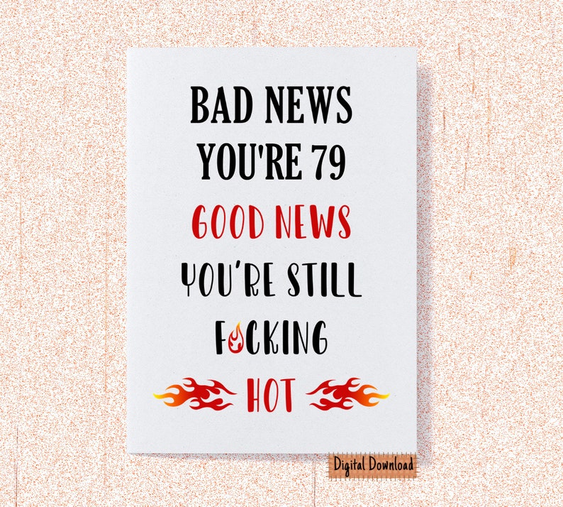 Funny 79th Birthday Card for Her: Sarcastic Printable Card (digital ...