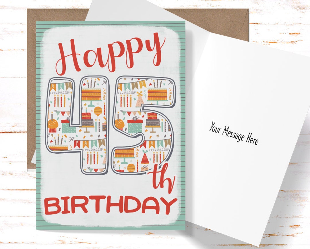 Happy 45th Birthday Card for Her Birthday Card for 45th - Etsy