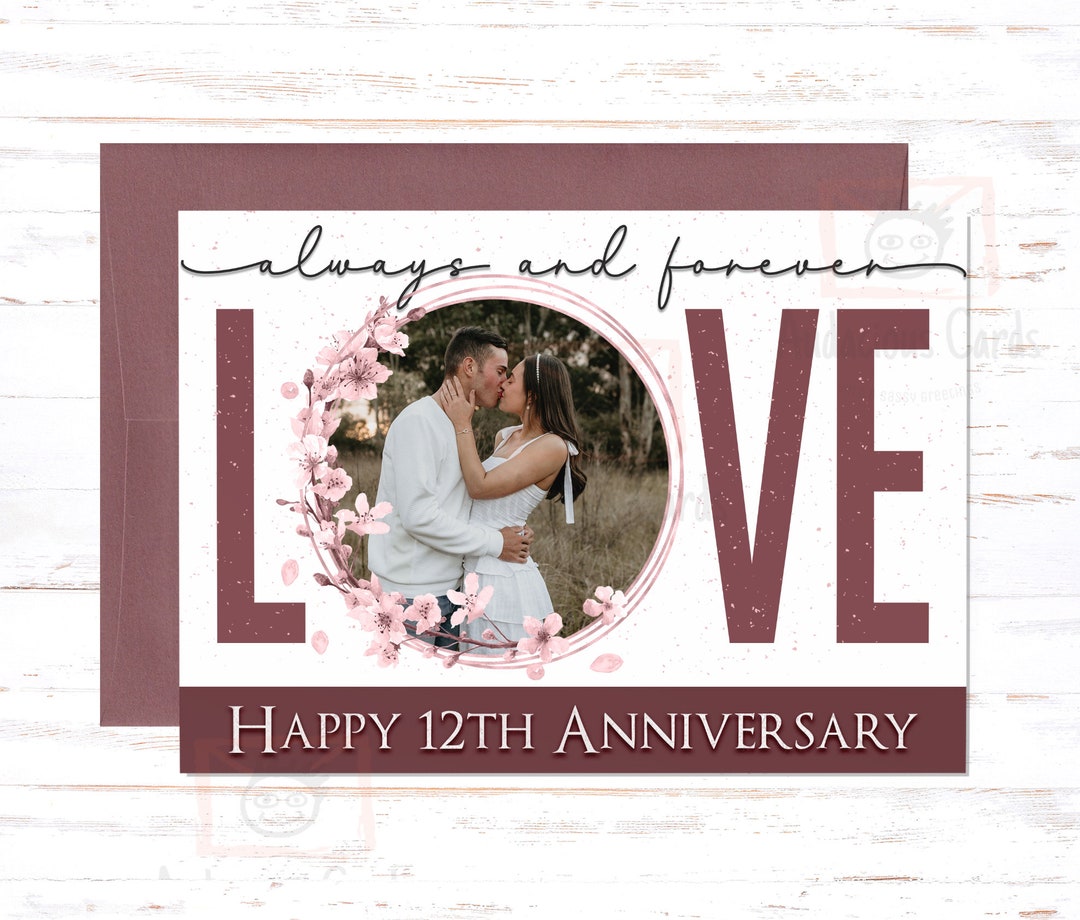 12th Anniversary Card, Always and Forever Custom Photo 12 Year ...