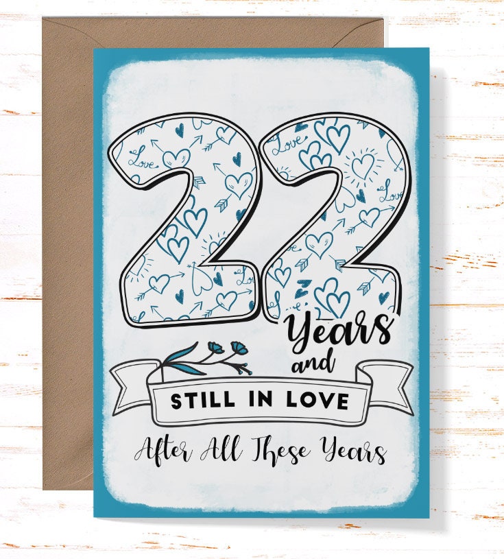 22nd Anniversary Card 22nd Anniversary Gift Twenty Second - Etsy