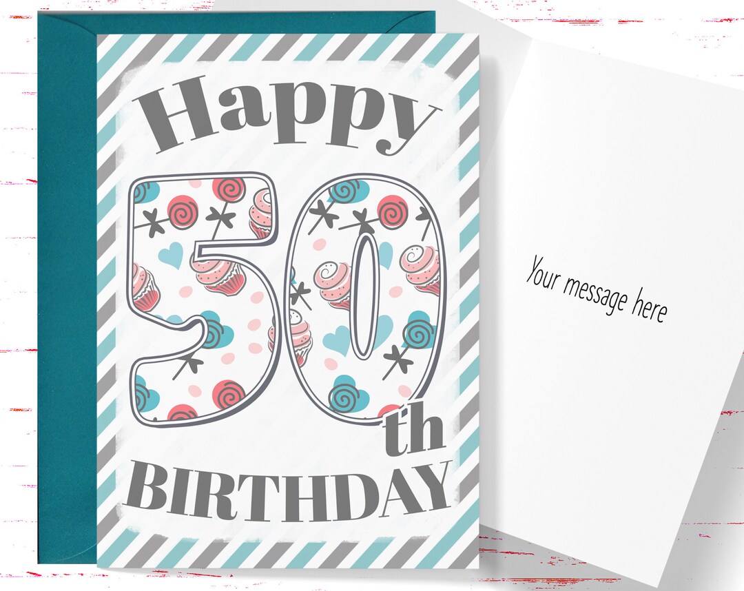 Happy 50th Birthday Card, Cute Birthday Card for 50 Year Old Birthday ...