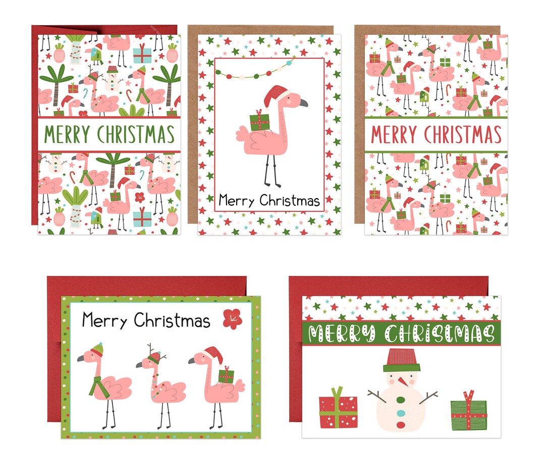 Boxed Christmas Cards, Christmas Card Set, Flamingo Christmas Cards ...