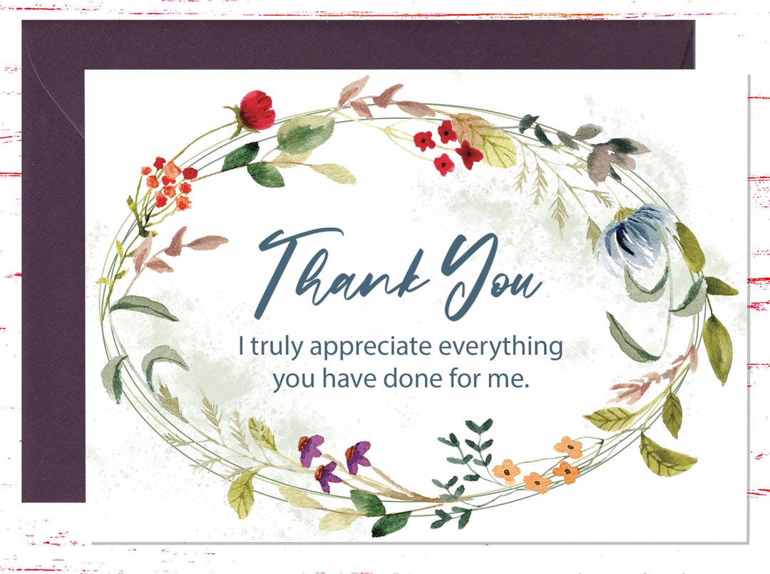 Thank You Card I Appreciate You, Appreciation Card, General Thank You Card, Floral Thank You - Etsy