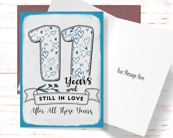 11th Anniversary Card 11th Anniversary Gift Eleventh | Etsy