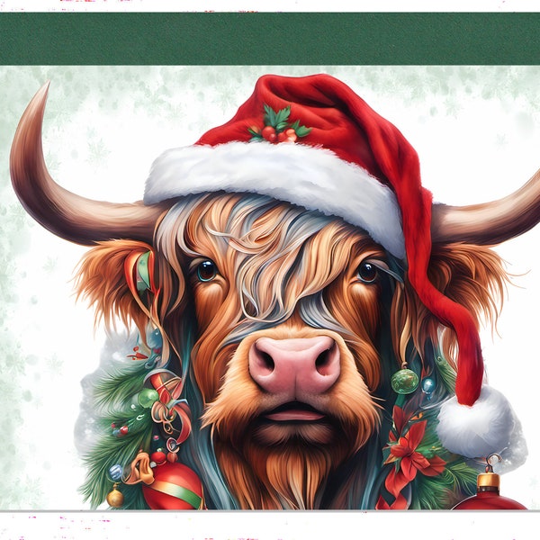 Cow Christmas Card - Etsy