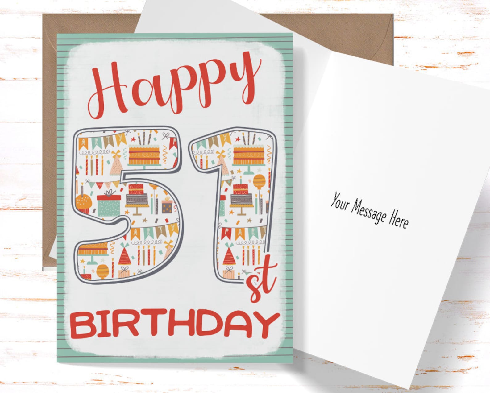 Happy 51st Birthday Card for her Birthday Card for 51st | Etsy