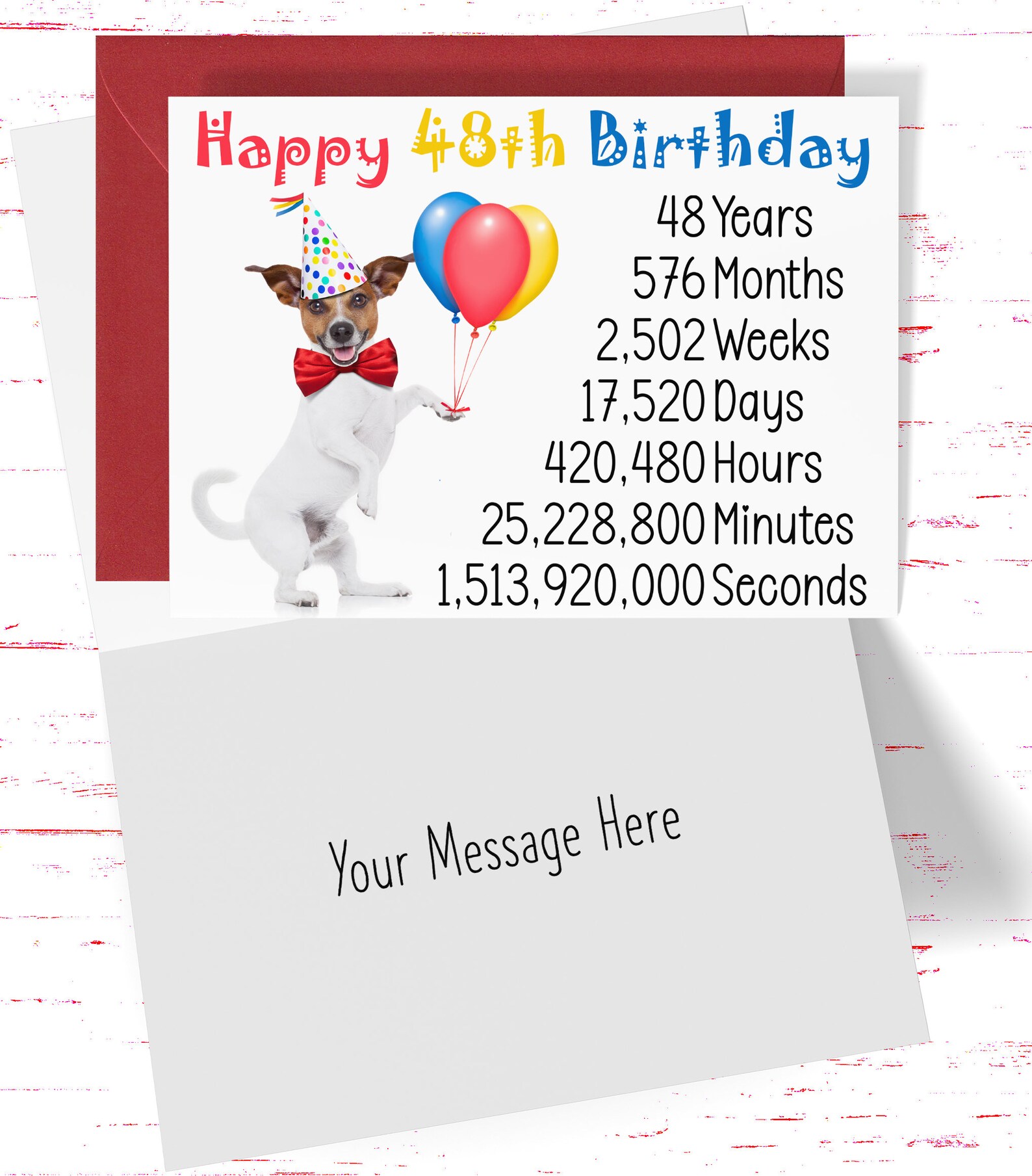 Cute 48th Birthday Card Time Count Birthday Card for 48th - Etsy