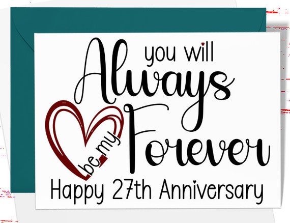 27th Wedding Anniversary Card Happy Sculpture Anniversary 27 Years Red 