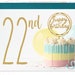 22nd Birthday Card for Her, Beautiful Birthday Cake Card With Gold ...