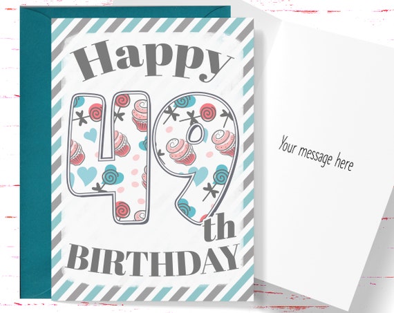 Happy 49th Birthday Card Cute Birthday Card for 49 Year Old - Etsy