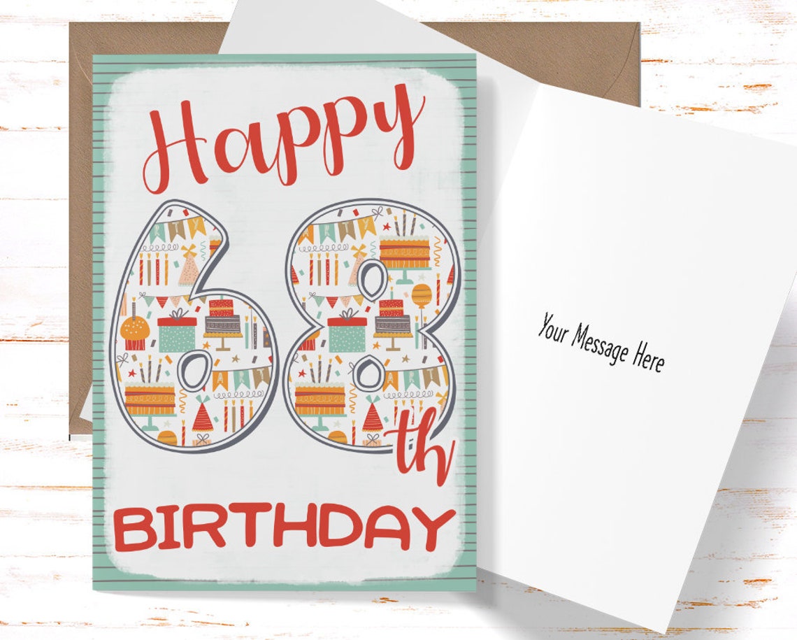 Happy 68th Birthday Card for her Birthday Card for 68th | Etsy
