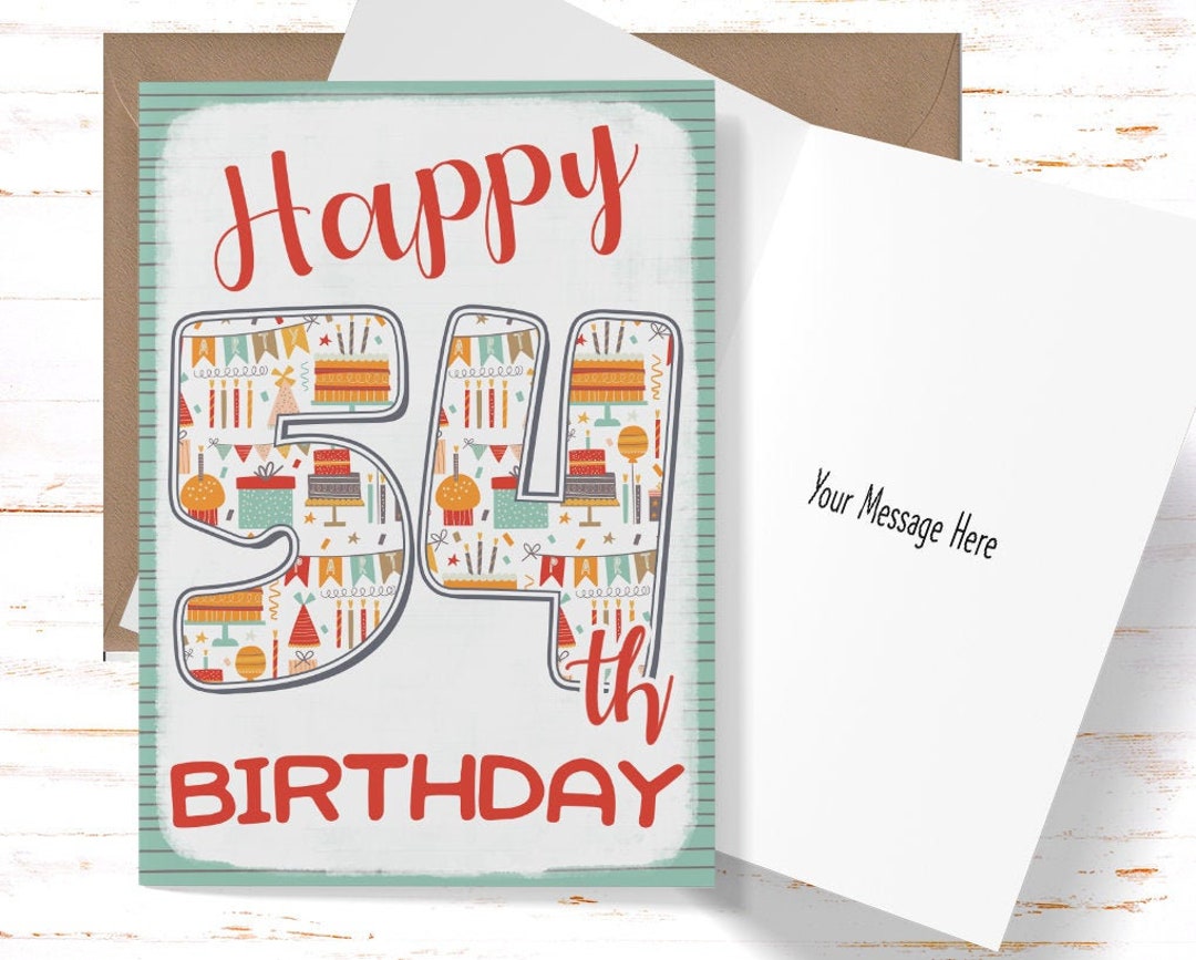 Happy 54th Birthday Card for Her Birthday Card for 54th - Etsy