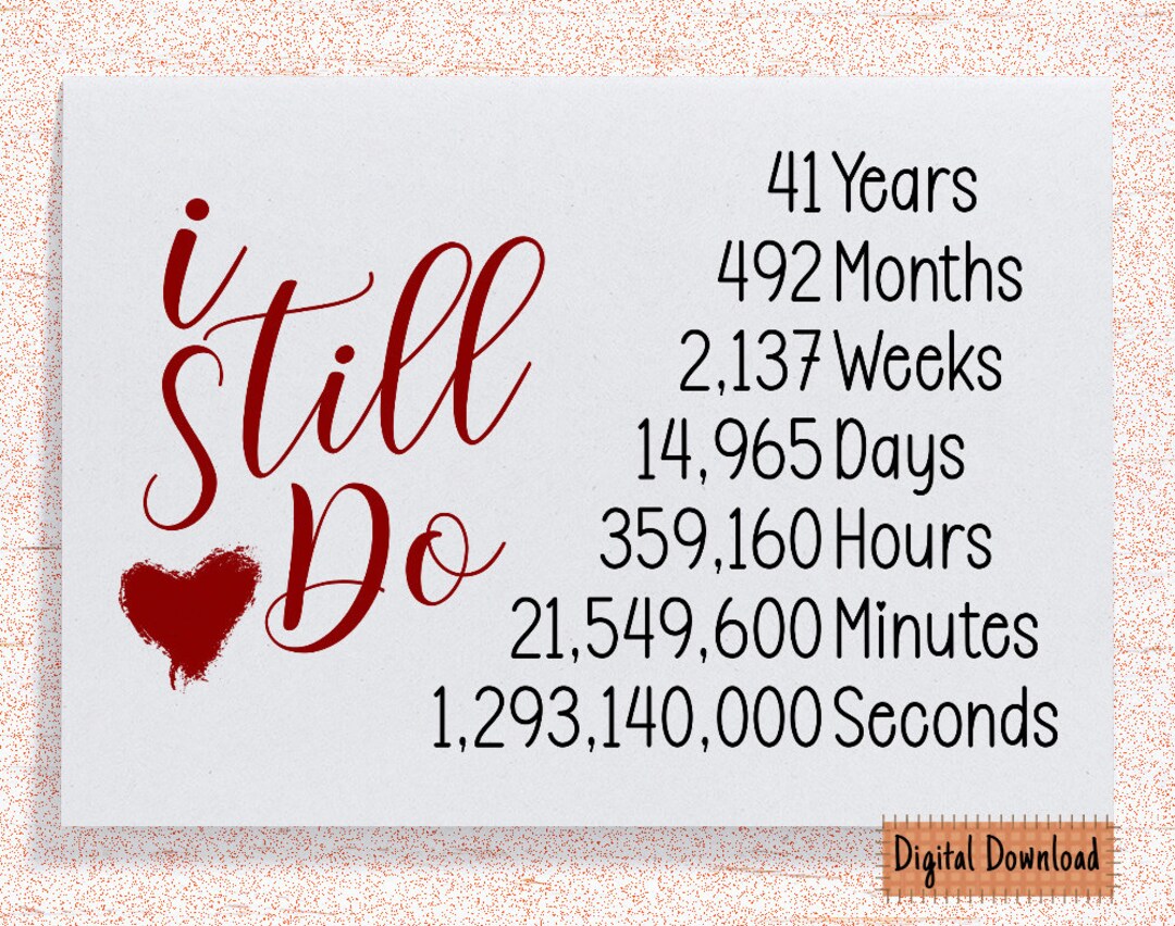 Printable I Still Do 41st Anniversary Card, 41st Anniversary Gift ...